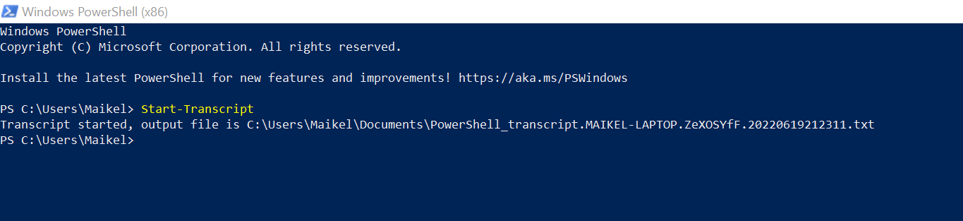 Record the commands used in PowerShell to a text file – Wiki ICT