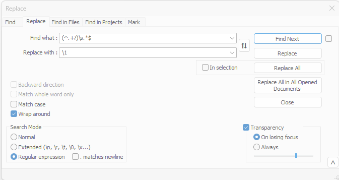 How to keep only the first word in a line using Notepad++ – Wiki ICT